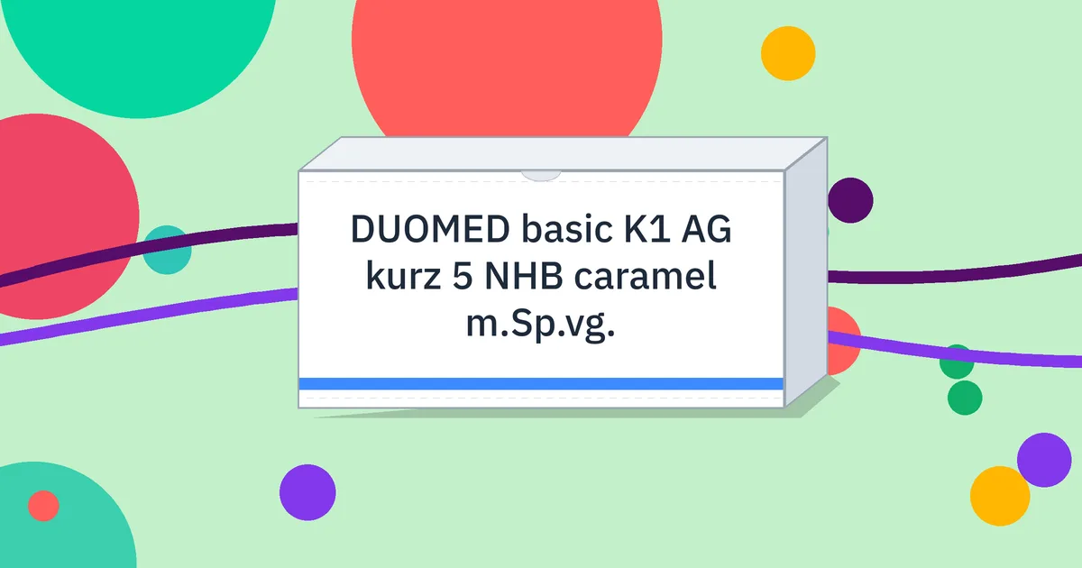 Symbolbild: Packung mit der Aufschrift DUOMED basic K1 AG kurz 5 NHB caramel m.Sp.vg. (PZN 20904689) – Verfügbarkeit und Bezug in Apotheken in Frankfurt am Main