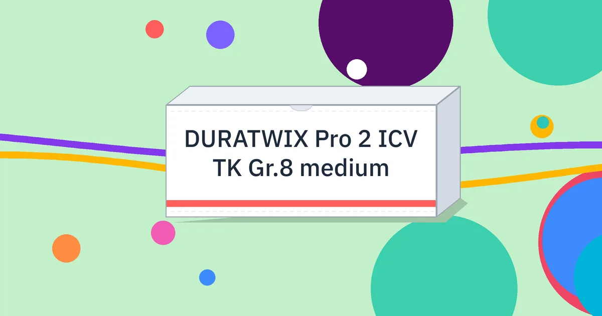 Symbolbild: Packung mit der Aufschrift DURATWIX Pro 2 ICV TK Gr.8 medium (PZN 19346095) – Verfügbarkeit und Bezug in Apotheken in Frankfurt am Main