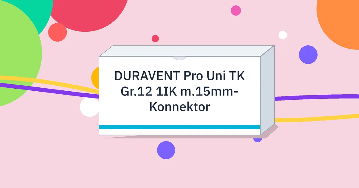 Symbolbild: Packung mit der Aufschrift DURAVENT Pro Uni TK Gr.12 1IK m.15mm-Konnektor (PZN 19242533) – Verfügbarkeit und Bezug in Apotheken in Frankfurt am Main