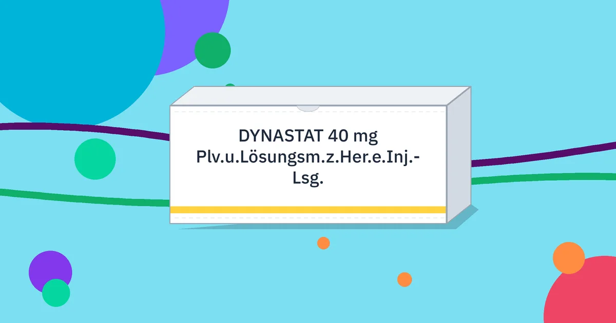 Symbolbild: Packung mit der Aufschrift DYNASTAT 40 mg Plv.u.Lösungsm.z.Her.e.Inj.-Lsg. (PZN 02410009) – Verfügbarkeit und Bezug in Apotheken in Frankfurt am Main