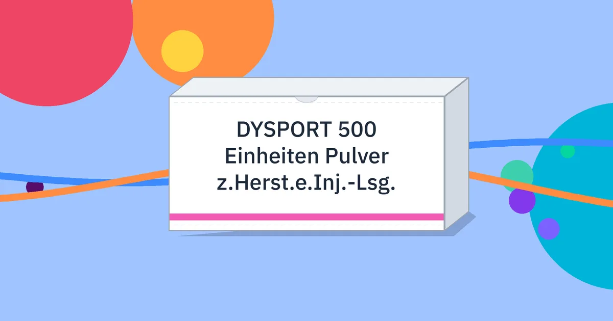 Symbolbild: Packung mit der Aufschrift DYSPORT 500 Einheiten Pulver z.Herst.e.Inj.-Lsg. (PZN 10072006) – Verfügbarkeit und Bezug in Apotheken in Frankfurt am Main