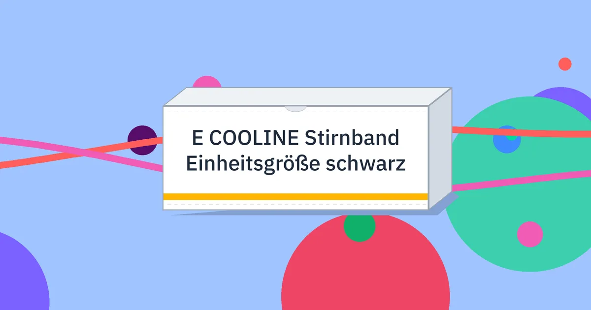 Symbolbild: Packung mit der Aufschrift E COOLINE Stirnband Einheitsgröße schwarz (PZN 06468253) – Verfügbarkeit und Bezug in Apotheken in Frankfurt am Main