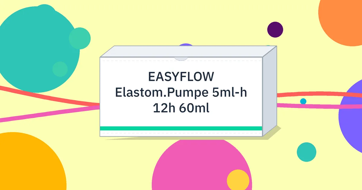 Symbolbild: Packung mit der Aufschrift EASYFLOW Elastom.Pumpe 5ml-h 12h 60ml (PZN 18090044) – Verfügbarkeit und Bezug in Apotheken in Frankfurt am Main