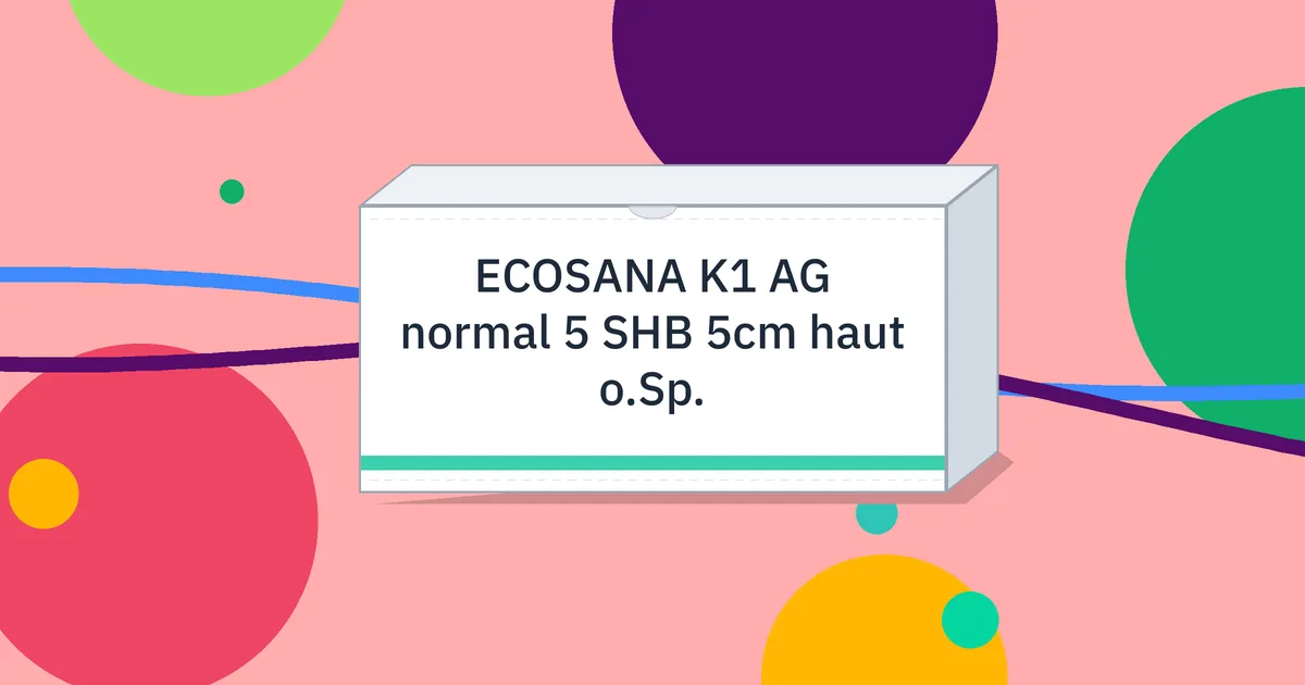 Symbolbild: Packung mit der Aufschrift ECOSANA K1 AG normal 5 SHB 5cm haut o.Sp. (PZN 04729270) – Verfügbarkeit und Bezug in Apotheken in Frankfurt am Main