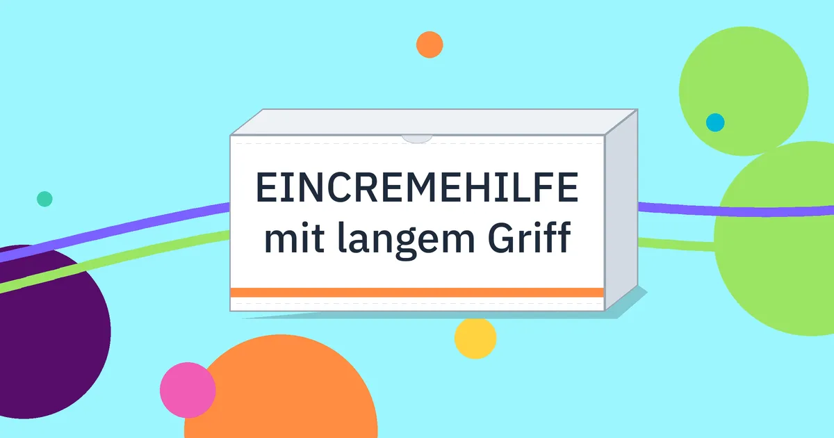 Symbolbild: Packung mit der Aufschrift EINCREMEHILFE mit langem Griff (PZN 13659278) – Verfügbarkeit und Bezug in Apotheken in Frankfurt am Main