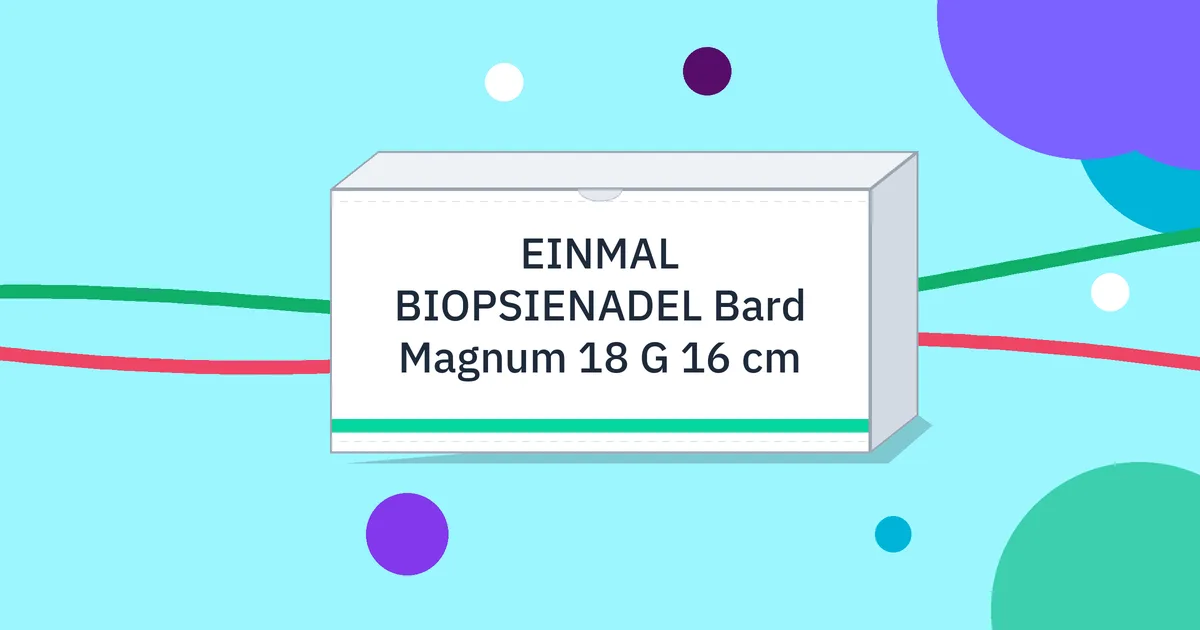 Symbolbild: Packung mit der Aufschrift EINMAL BIOPSIENADEL Bard Magnum 18 G 16 cm (PZN 16617754) – Verfügbarkeit und Bezug in Apotheken in Frankfurt am Main