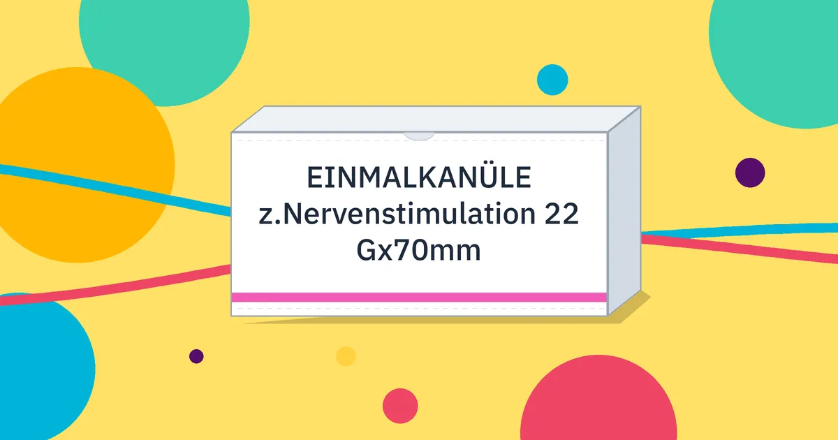 Symbolbild: Packung mit der Aufschrift EINMALKANÜLE z.Nervenstimulation 22 Gx70mm (PZN 12503321) – Verfügbarkeit und Bezug in Apotheken in Frankfurt am Main