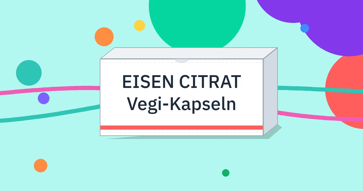 Symbolbild: Packung mit der Aufschrift EISEN CITRAT Vegi-Kapseln (PZN 10261569) – Verfügbarkeit und Bezug in Apotheken in Frankfurt am Main
