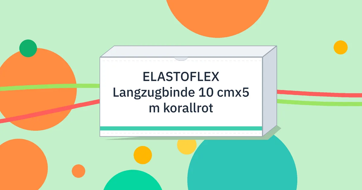 Symbolbild: Packung mit der Aufschrift ELASTOFLEX Langzugbinde 10 cmx5 m korallrot (PZN 17175465) – Verfügbarkeit und Bezug in Apotheken in Frankfurt am Main