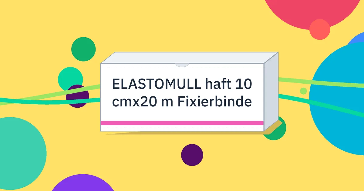Symbolbild: Packung mit der Aufschrift ELASTOMULL haft 10 cmx20 m Fixierbinde (PZN 17840537) – Verfügbarkeit und Bezug in Apotheken in Frankfurt am Main
