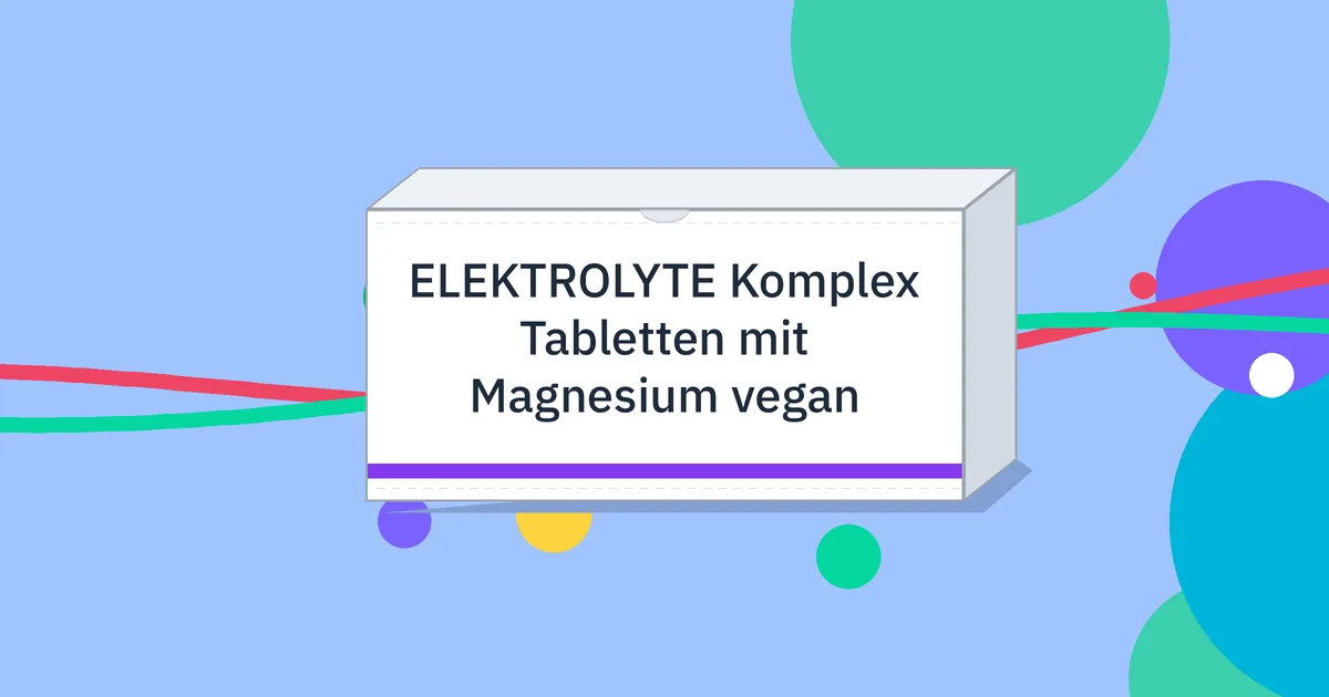 Symbolbild: Packung mit der Aufschrift ELEKTROLYTE Komplex Tabletten mit Magnesium vegan (PZN 19461488) – Verfügbarkeit und Bezug in Apotheken in Frankfurt am Main