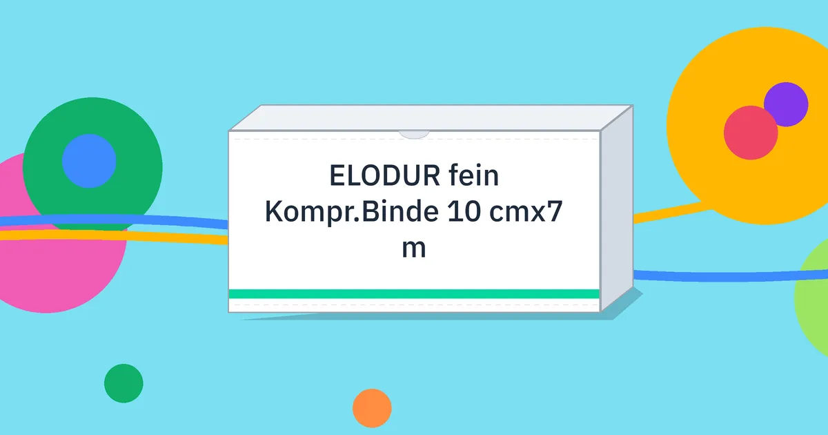 Symbolbild: Packung mit der Aufschrift ELODUR fein Kompr.Binde 10 cmx7 m (PZN 01945903) – Verfügbarkeit und Bezug in Apotheken in Frankfurt am Main