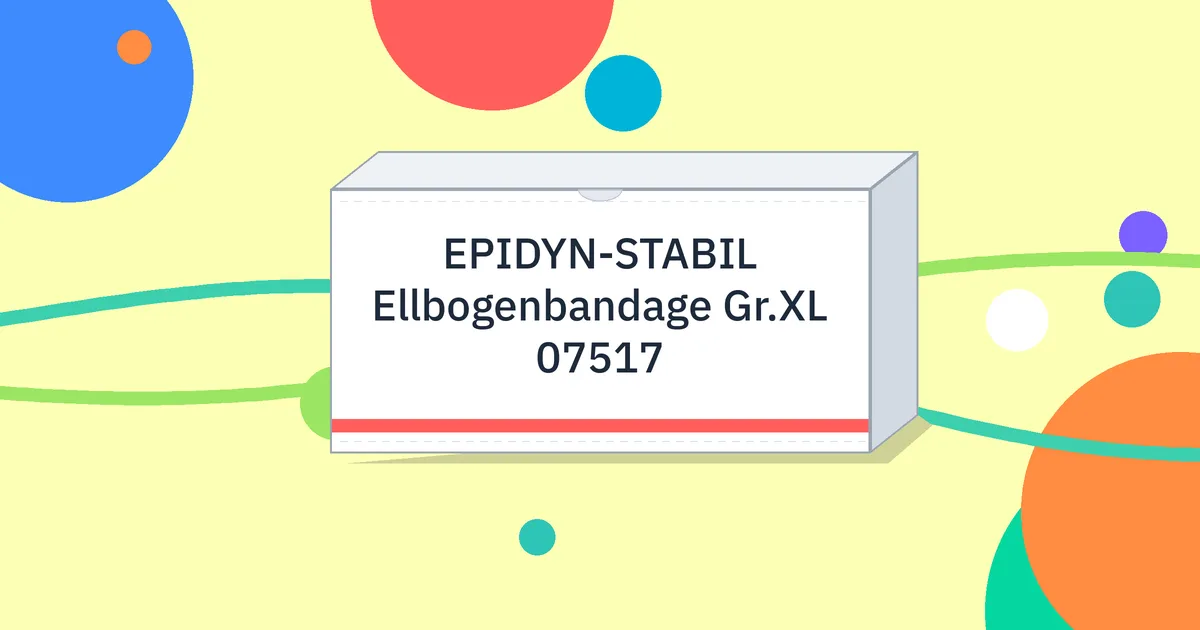 Symbolbild: Packung mit der Aufschrift EPIDYN-STABIL Ellbogenbandage Gr.XL 07517 (PZN 09538362) – Verfügbarkeit und Bezug in Apotheken in Frankfurt am Main