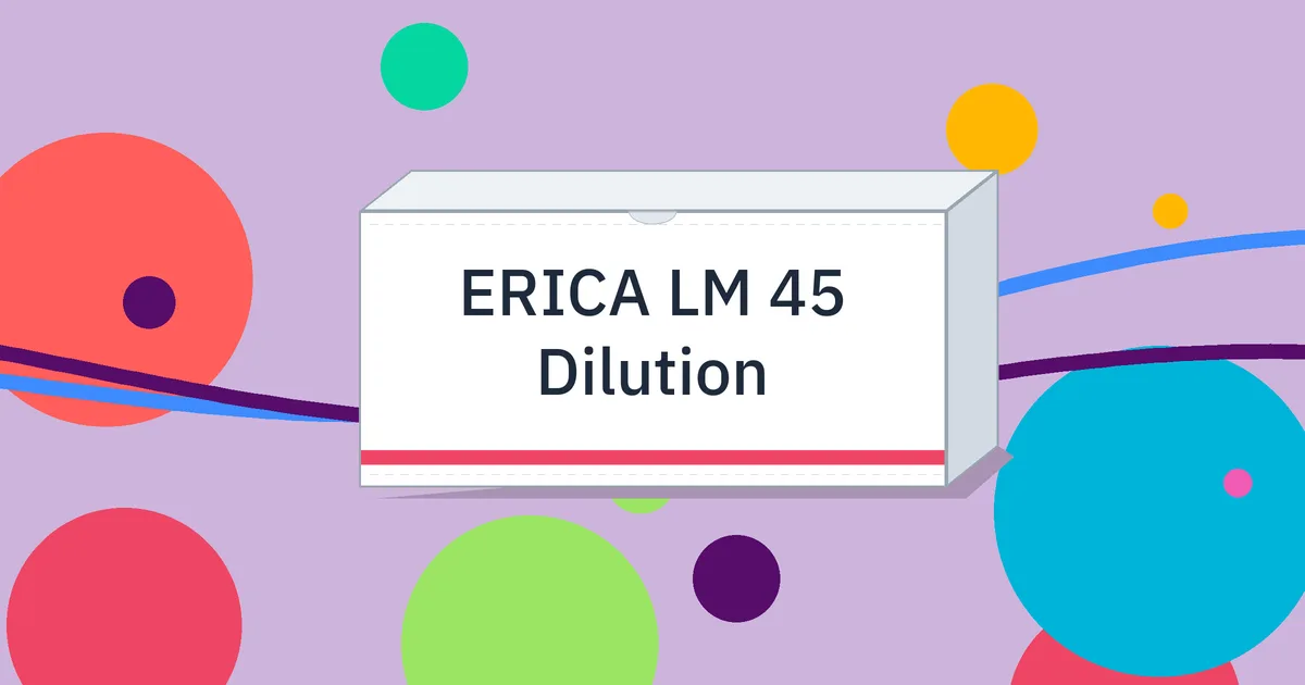 Symbolbild: Packung mit der Aufschrift ERICA LM 45 Dilution (PZN 13477910) – Verfügbarkeit und Bezug in Apotheken in Frankfurt am Main