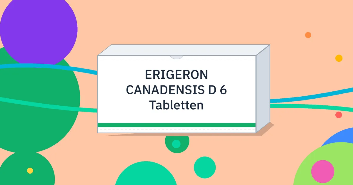 Symbolbild: Packung mit der Aufschrift ERIGERON CANADENSIS D 6 Tabletten (PZN 07167393) – Verfügbarkeit und Bezug in Apotheken in Frankfurt am Main