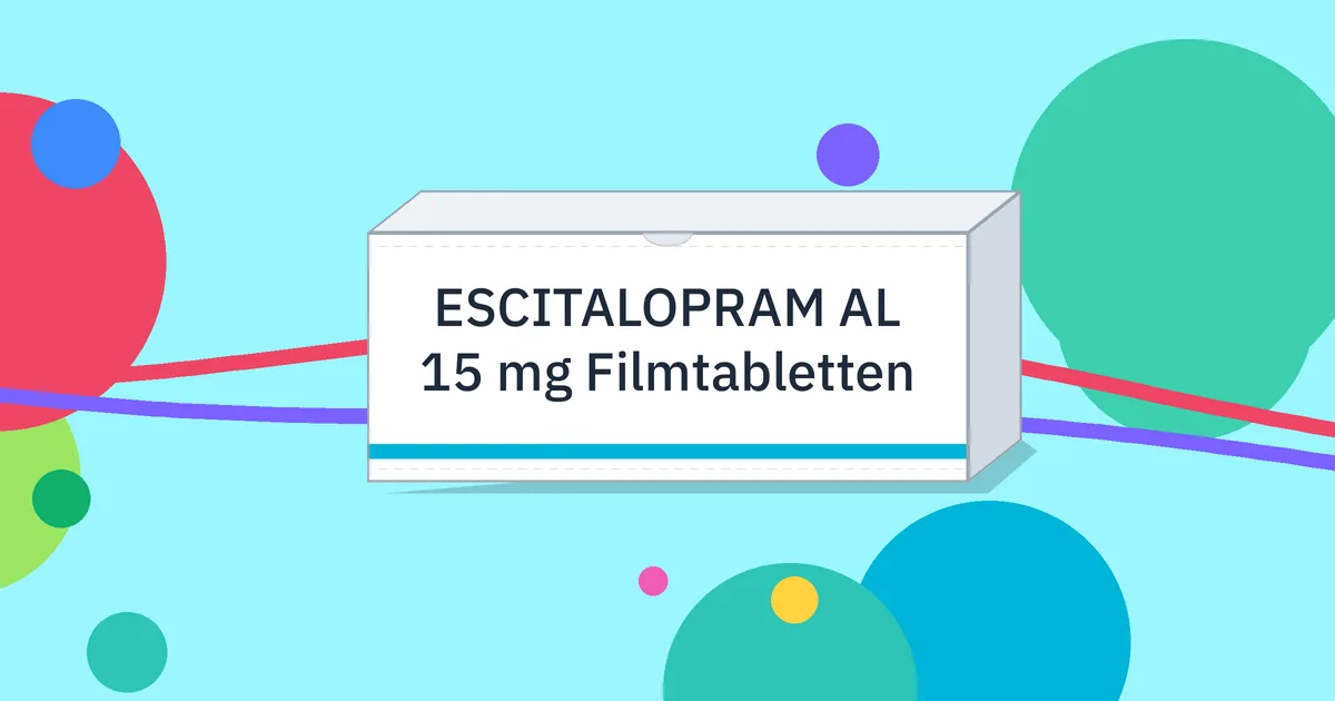 Symbolbild: Packung mit der Aufschrift ESCITALOPRAM AL 15 mg Filmtabletten (PZN 13164849) – Verfügbarkeit und Bezug in Apotheken in Frankfurt am Main