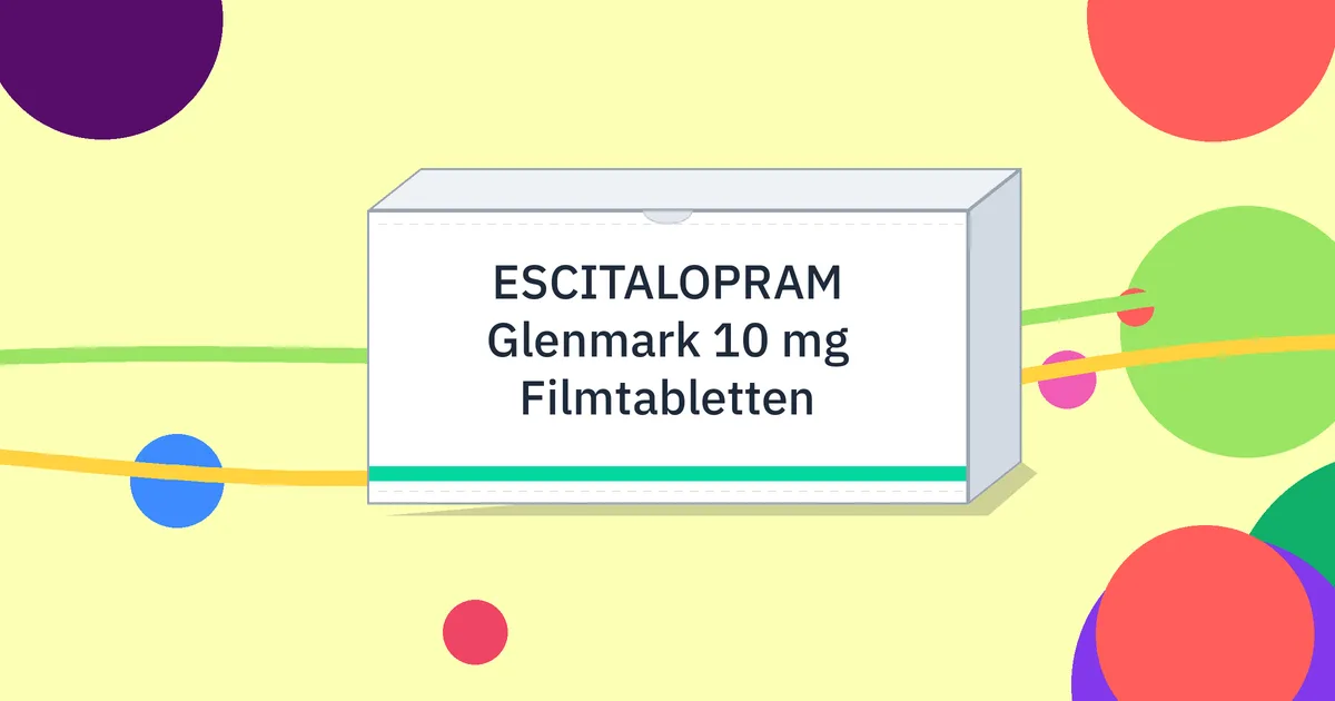 Symbolbild: Packung mit der Aufschrift ESCITALOPRAM Glenmark 10 mg Filmtabletten (PZN 10353260) – Verfügbarkeit und Bezug in Apotheken in Frankfurt am Main
