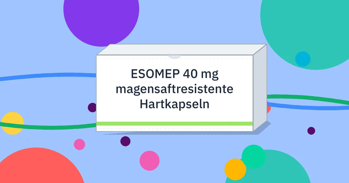 Symbolbild: Packung mit der Aufschrift ESOMEP 40 mg magensaftresistente Hartkapseln (PZN 07511488) – Verfügbarkeit und Bezug in Apotheken in Frankfurt am Main