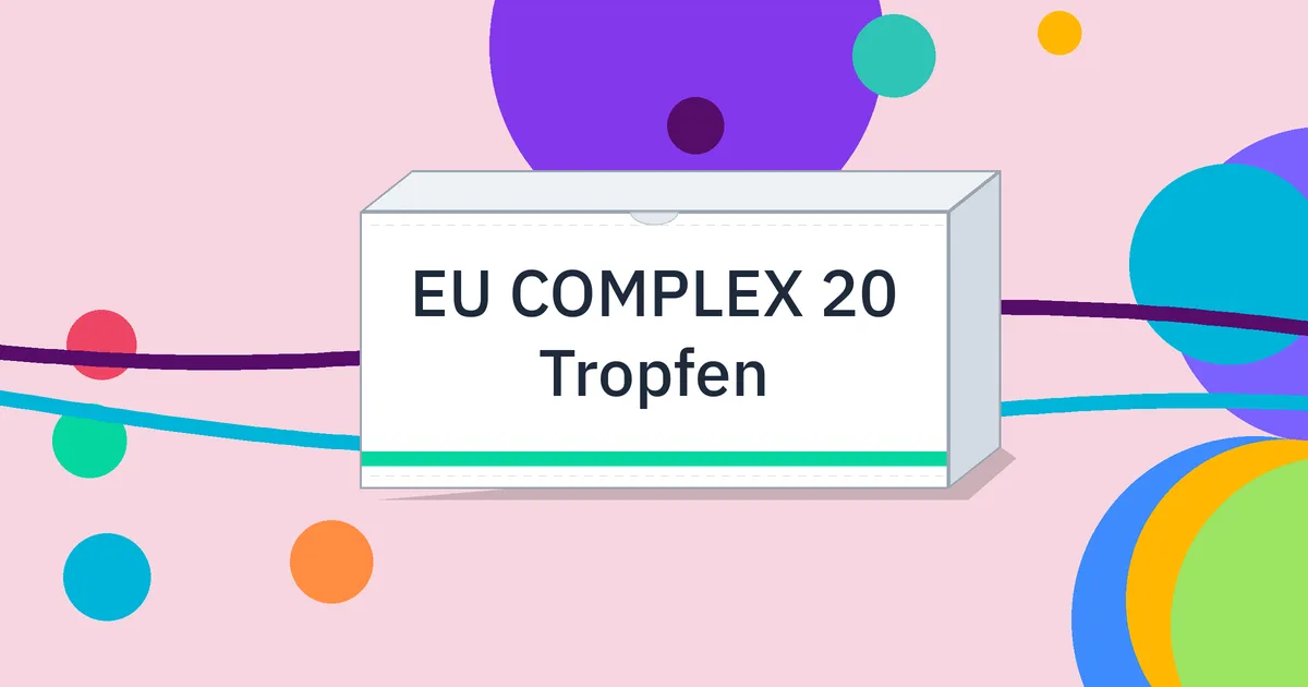 Symbolbild: Packung mit der Aufschrift EU COMPLEX 20 Tropfen (PZN 16785084) – Verfügbarkeit und Bezug in Apotheken in Frankfurt am Main
