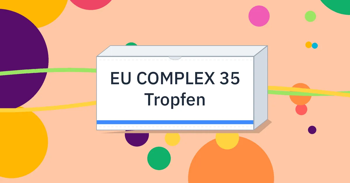 Symbolbild: Packung mit der Aufschrift EU COMPLEX 35 Tropfen (PZN 17873270) – Verfügbarkeit und Bezug in Apotheken in Frankfurt am Main