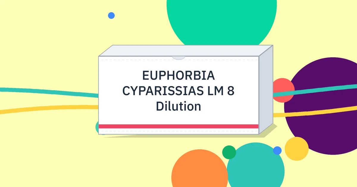 Symbolbild: Packung mit der Aufschrift EUPHORBIA CYPARISSIAS LM 8 Dilution (PZN 13481805) – Verfügbarkeit und Bezug in Apotheken in Frankfurt am Main