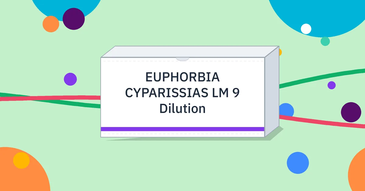 Symbolbild: Packung mit der Aufschrift EUPHORBIA CYPARISSIAS LM 9 Dilution (PZN 13481811) – Verfügbarkeit und Bezug in Apotheken in Frankfurt am Main