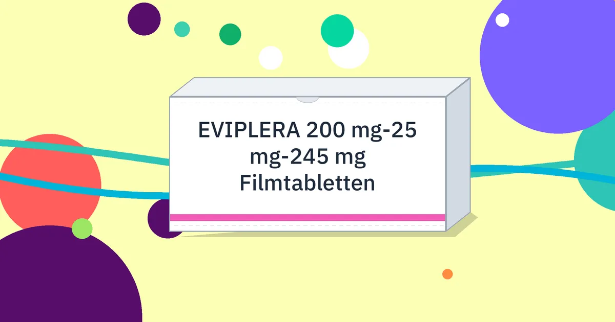 Symbolbild: Packung mit der Aufschrift EVIPLERA 200 mg-25 mg-245 mg Filmtabletten (PZN 19901651) – Verfügbarkeit und Bezug in Apotheken in Frankfurt am Main