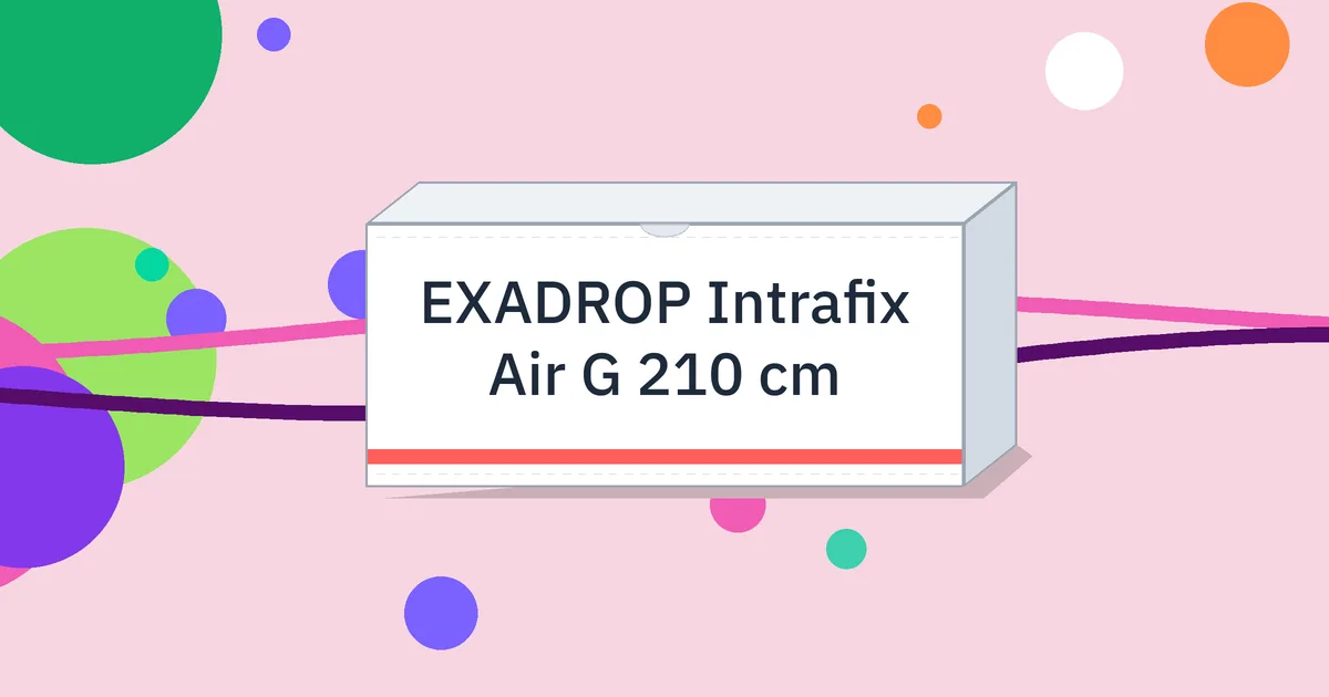 Symbolbild: Packung mit der Aufschrift EXADROP Intrafix Air G 210 cm (PZN 19768927) – Verfügbarkeit und Bezug in Apotheken in Frankfurt am Main