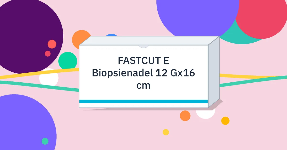 Symbolbild: Packung mit der Aufschrift FASTCUT E Biopsienadel 12 Gx16 cm (PZN 16922345) – Verfügbarkeit und Bezug in Apotheken in Frankfurt am Main