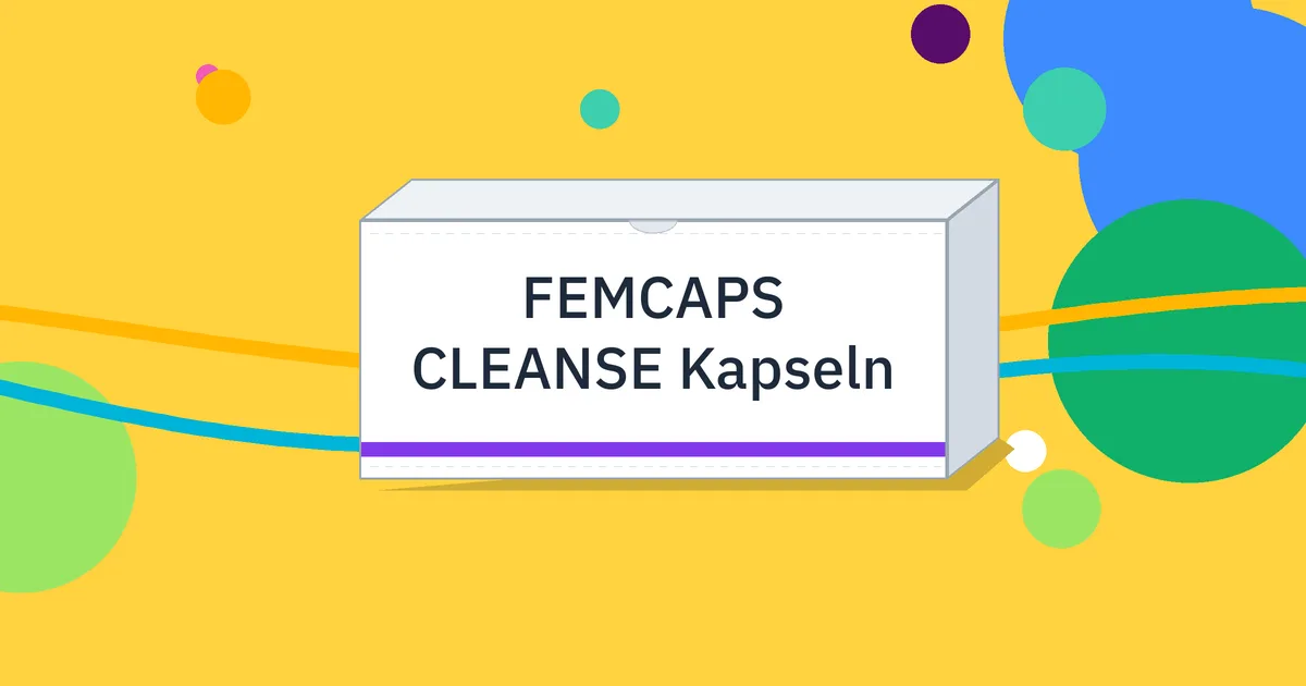 Symbolbild: Packung mit der Aufschrift FEMCAPS CLEANSE Kapseln (PZN 19162981) – Verfügbarkeit und Bezug in Apotheken in Frankfurt am Main