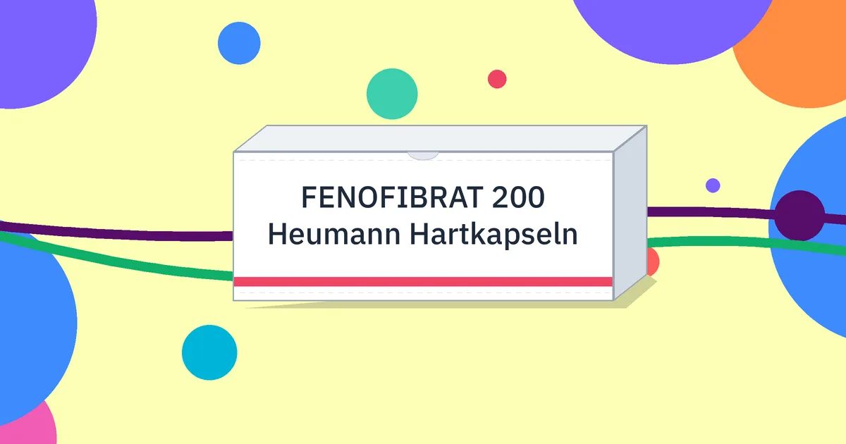 Symbolbild: Packung mit der Aufschrift FENOFIBRAT 200 Heumann Hartkapseln (PZN 02245125) – Verfügbarkeit und Bezug in Apotheken in Frankfurt am Main