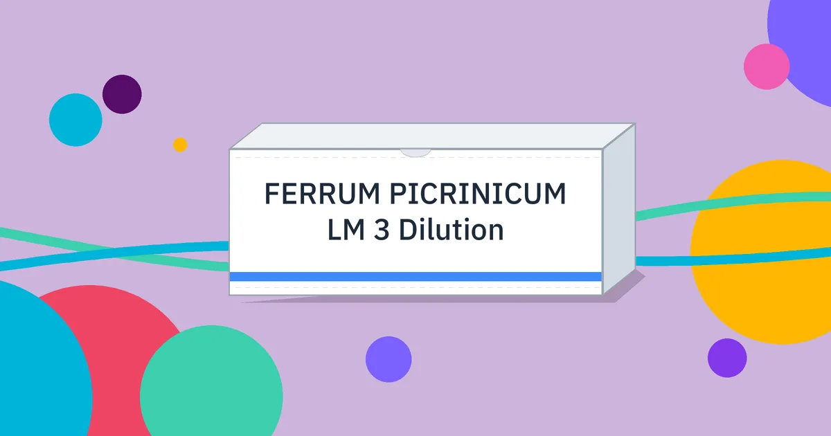 Symbolbild: Packung mit der Aufschrift FERRUM PICRINICUM LM 3 Dilution (PZN 12852458) – Verfügbarkeit und Bezug in Apotheken in Frankfurt am Main