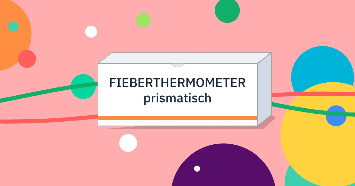 Symbolbild: Packung mit der Aufschrift FIEBERTHERMOMETER prismatisch (PZN 01739664) – Verfügbarkeit und Bezug in Apotheken in Frankfurt am Main
