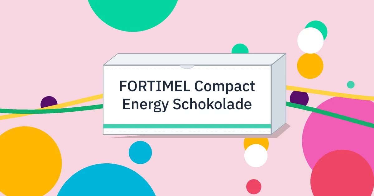 Symbolbild: Packung mit der Aufschrift FORTIMEL Compact Energy Schokolade (PZN 20043796) – Verfügbarkeit und Bezug in Apotheken in Frankfurt am Main