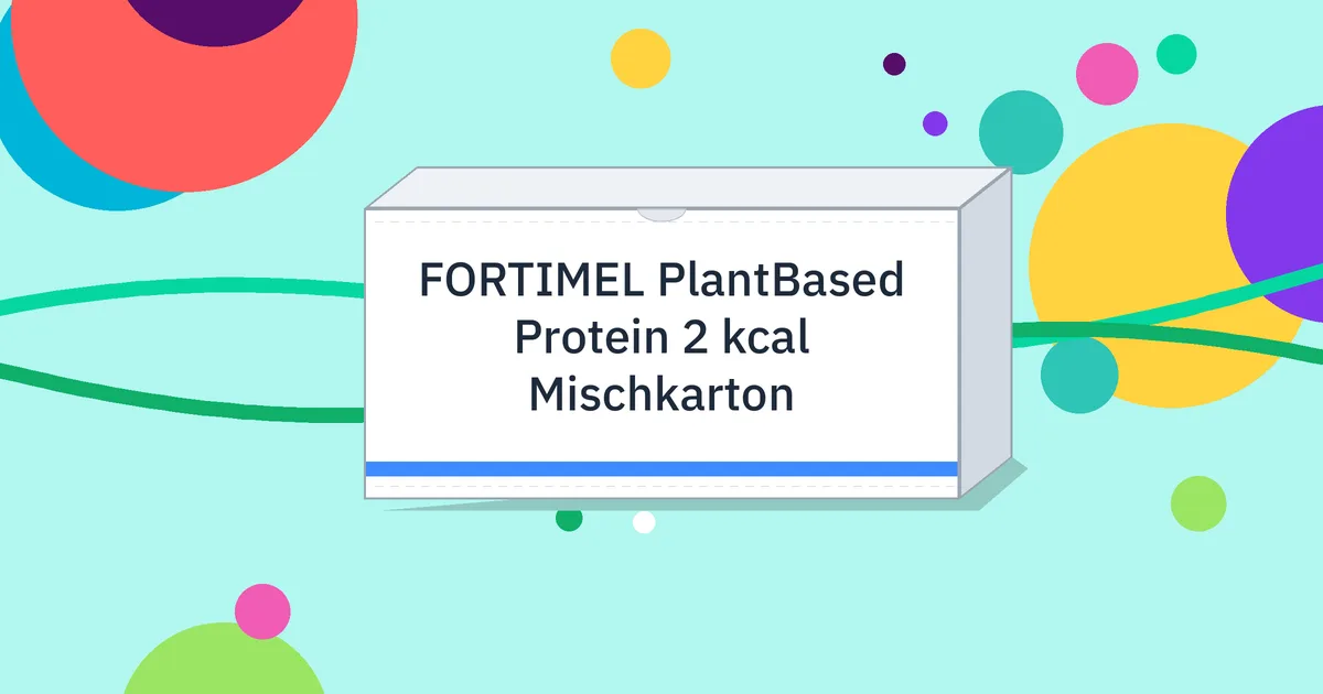 Symbolbild: Packung mit der Aufschrift FORTIMEL PlantBased Protein 2 kcal Mischkarton (PZN 19450289) – Verfügbarkeit und Bezug in Apotheken in Frankfurt am Main