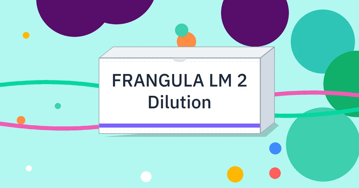 Symbolbild: Packung mit der Aufschrift FRANGULA LM 2 Dilution (PZN 12874282) – Verfügbarkeit und Bezug in Apotheken in Frankfurt am Main