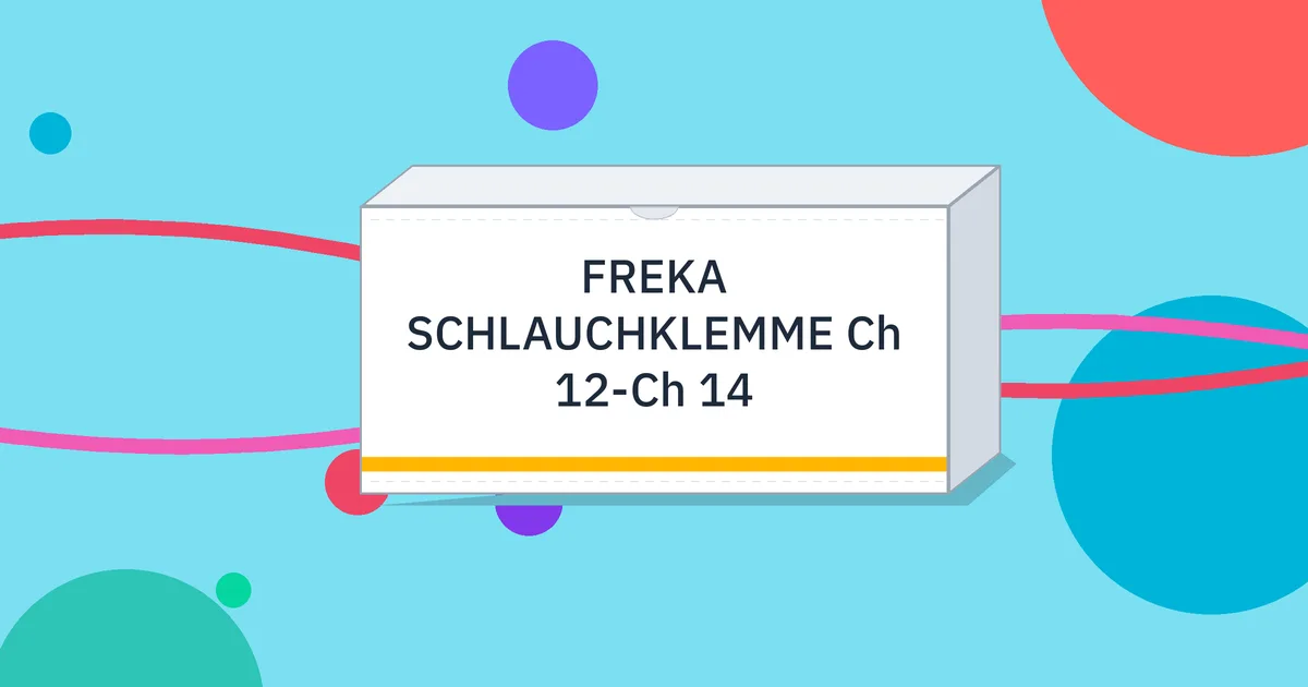 Symbolbild: Packung mit der Aufschrift FREKA SCHLAUCHKLEMME Ch 12-Ch 14 (PZN 16497037) – Verfügbarkeit und Bezug in Apotheken in Frankfurt am Main