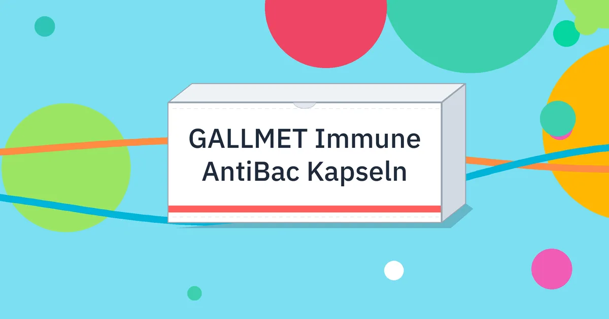 Symbolbild: Packung mit der Aufschrift GALLMET Immune AntiBac Kapseln (PZN 19743347) – Verfügbarkeit und Bezug in Apotheken in Frankfurt am Main