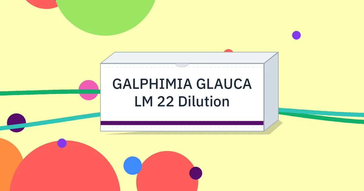 Symbolbild: Packung mit der Aufschrift GALPHIMIA GLAUCA LM 22 Dilution (PZN 12875442) – Verfügbarkeit und Bezug in Apotheken in Frankfurt am Main