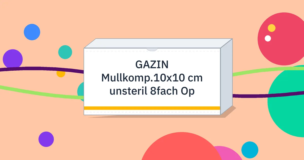 Symbolbild: Packung mit der Aufschrift GAZIN Mullkomp.10x10 cm unsteril 8fach Op (PZN 18736753) – Verfügbarkeit und Bezug in Apotheken in Frankfurt am Main