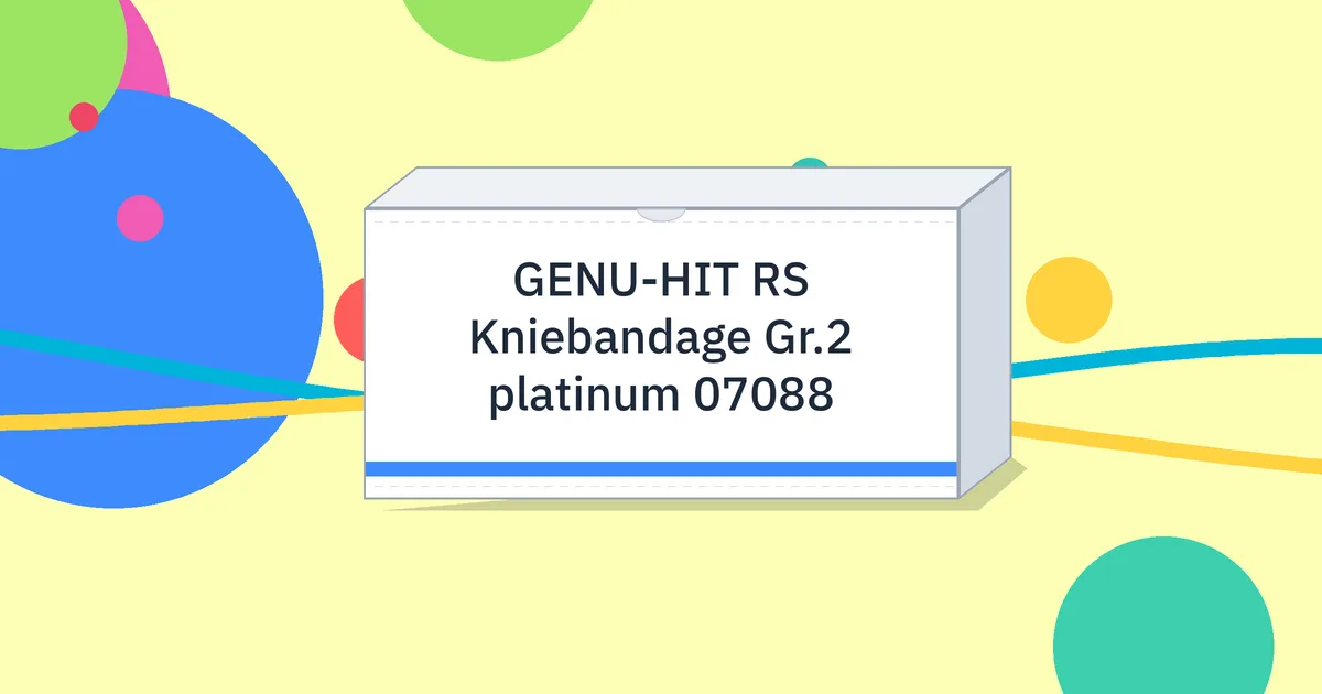 Symbolbild: Packung mit der Aufschrift GENU-HIT RS Kniebandage Gr.2 platinum 07088 (PZN 08437570) – Verfügbarkeit und Bezug in Apotheken in Frankfurt am Main