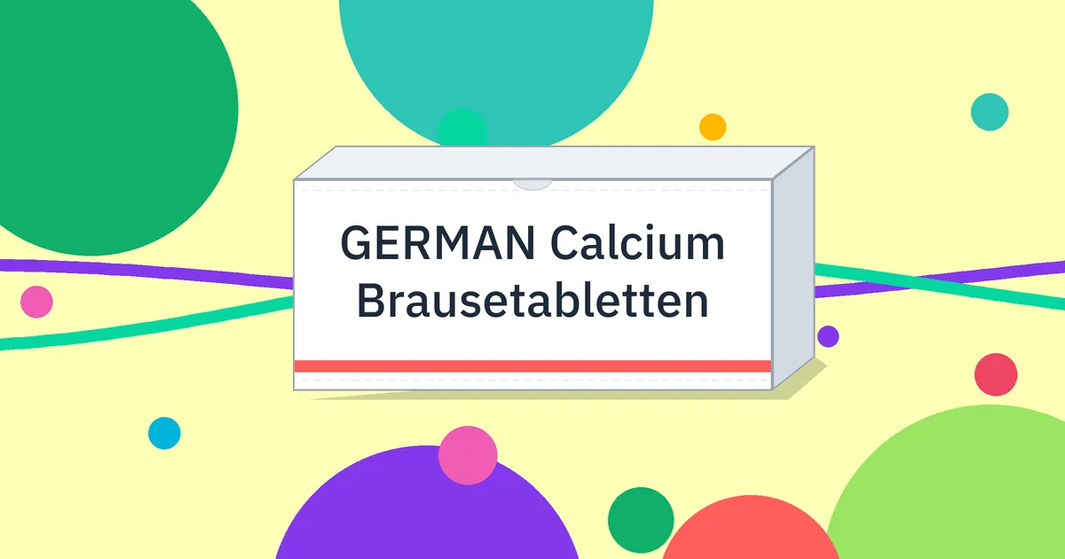 Symbolbild: Packung mit der Aufschrift GERMAN Calcium Brausetabletten (PZN 09289597) – Verfügbarkeit und Bezug in Apotheken in Frankfurt am Main