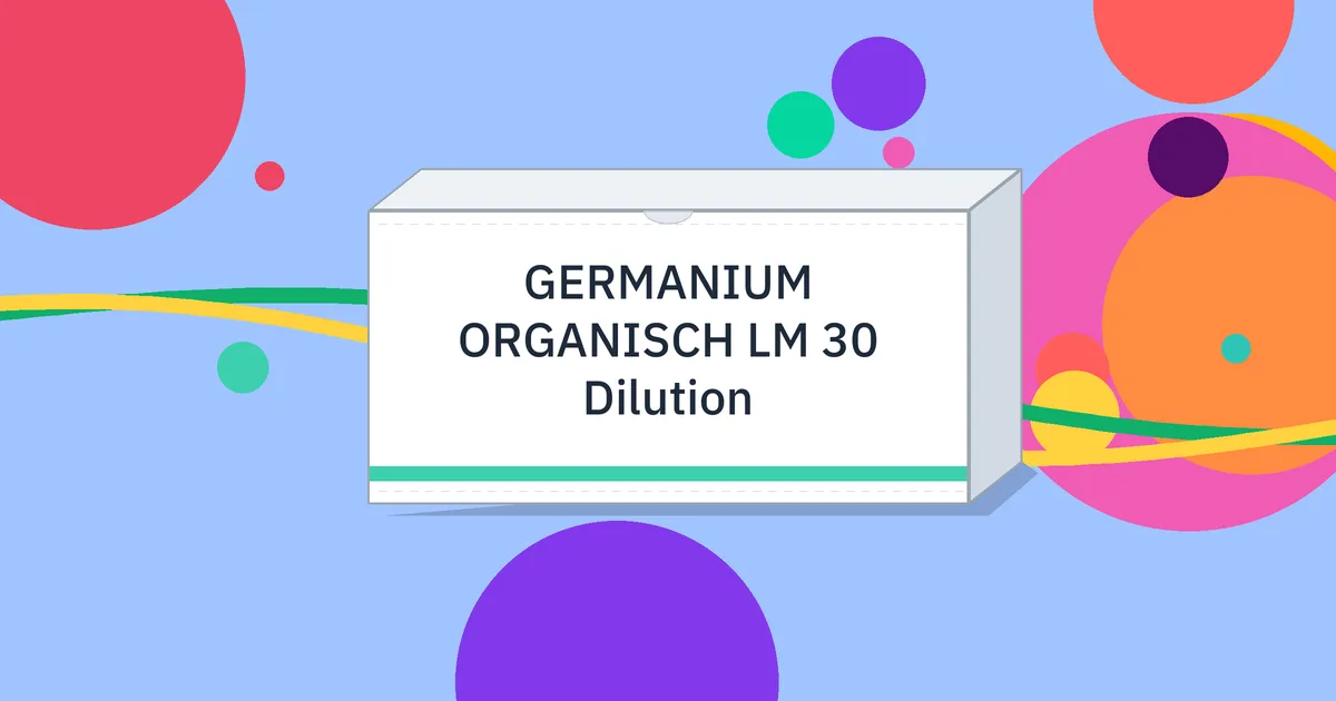 Symbolbild: Packung mit der Aufschrift GERMANIUM ORGANISCH LM 30 Dilution (PZN 16363957) – Verfügbarkeit und Bezug in Apotheken in Frankfurt am Main