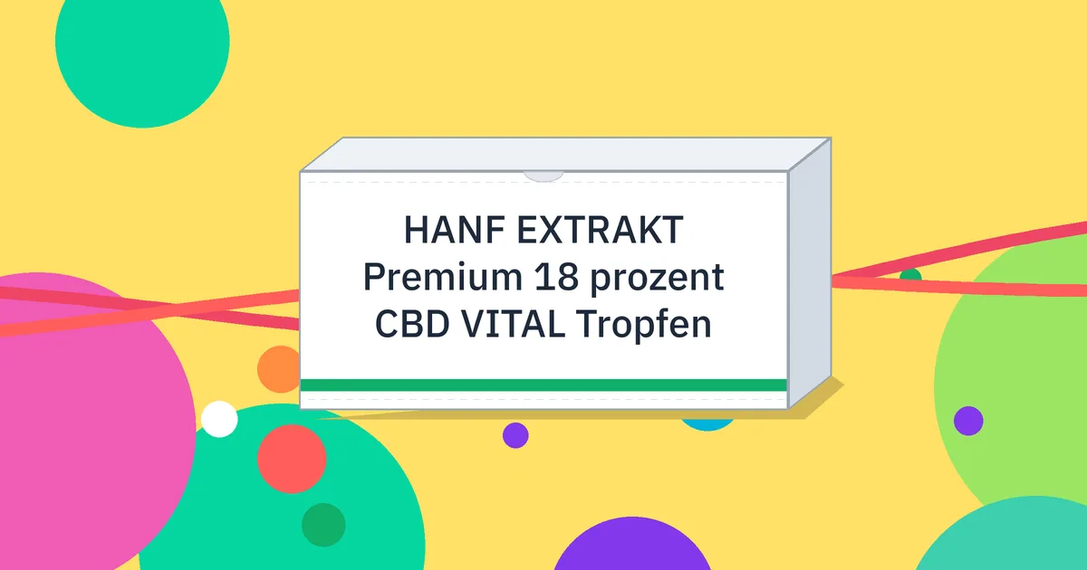 Symbolbild: Packung mit der Aufschrift HANF EXTRAKT Premium 18 prozent CBD VITAL Tropfen (PZN 16675697) – Verfügbarkeit und Bezug in Apotheken in Frankfurt am Main