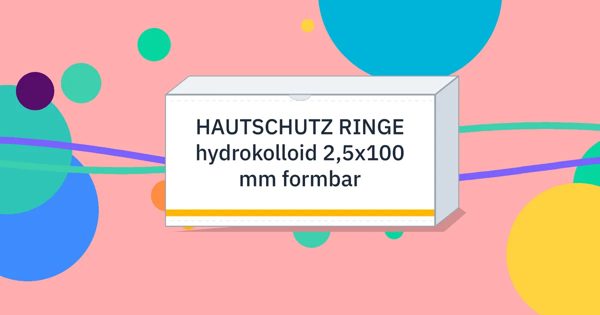 Symbolbild: Packung mit der Aufschrift HAUTSCHUTZ RINGE hydrokolloid 2,5x100 mm formbar (PZN 10847849) – Verfügbarkeit und Bezug in Apotheken in Frankfurt am Main