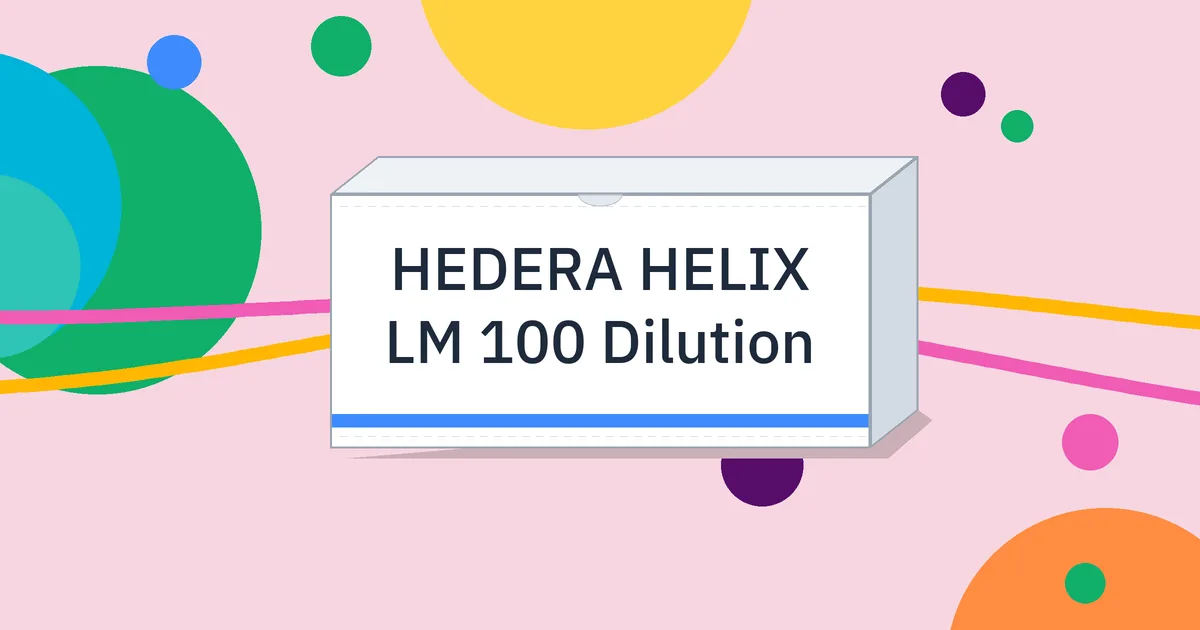 Symbolbild: Packung mit der Aufschrift HEDERA HELIX LM 100 Dilution (PZN 12885624) – Verfügbarkeit und Bezug in Apotheken in Frankfurt am Main