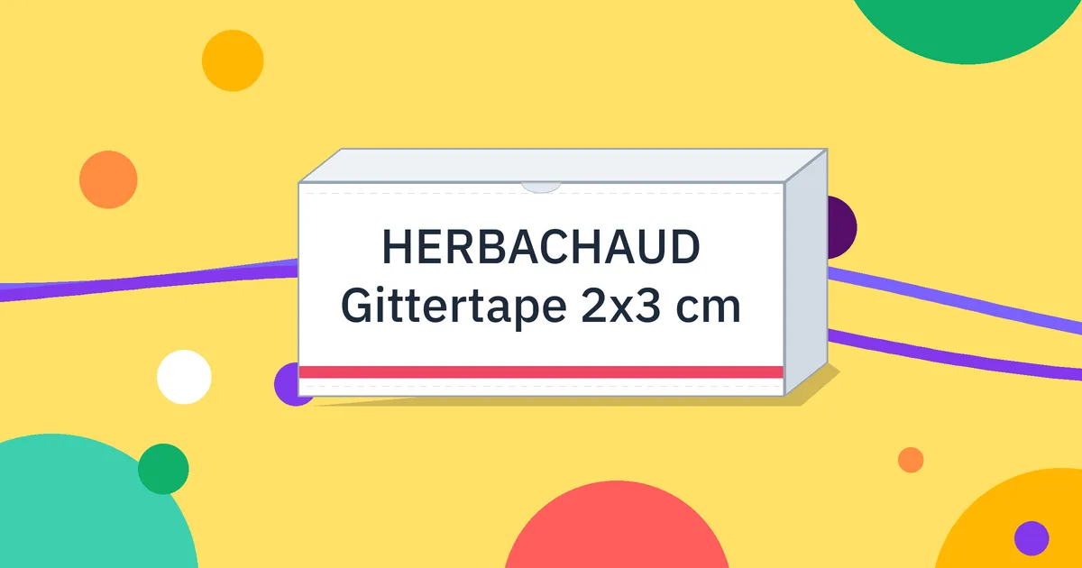 Symbolbild: Packung mit der Aufschrift HERBACHAUD Gittertape 2x3 cm (PZN 14028278) – Verfügbarkeit und Bezug in Apotheken in Frankfurt am Main