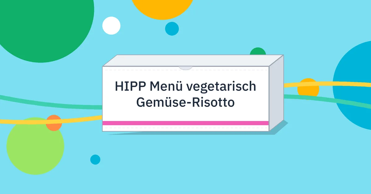 Symbolbild: Packung mit der Aufschrift HIPP Menü vegetarisch Gemüse-Risotto (PZN 19374803) – Verfügbarkeit und Bezug in Apotheken in Frankfurt am Main