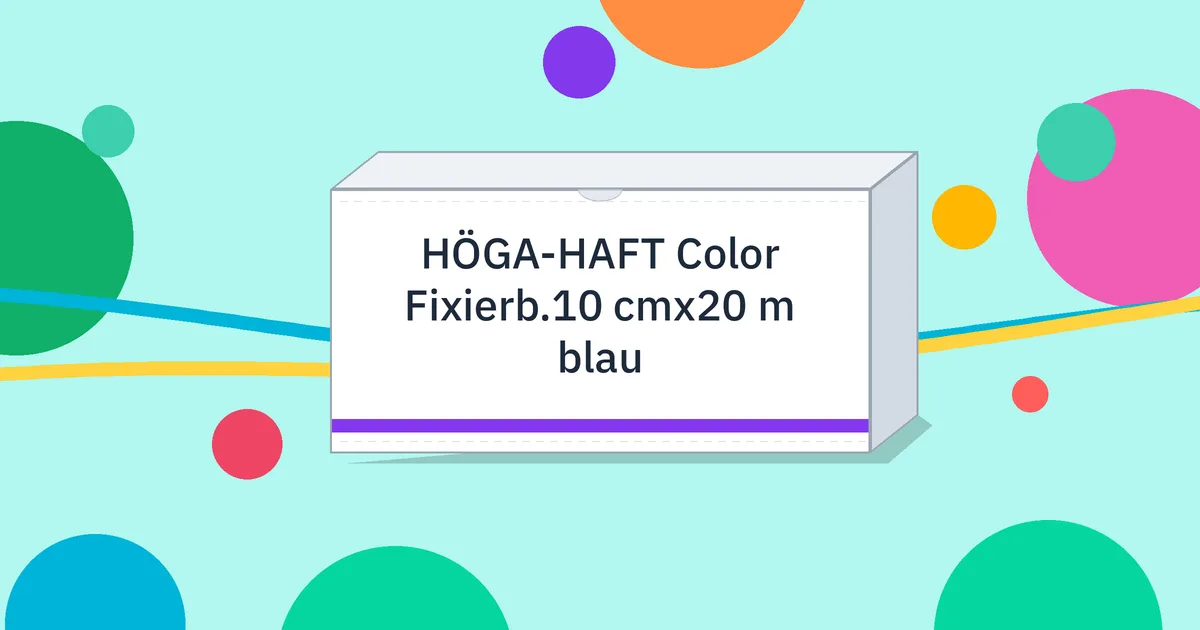 Symbolbild: Packung mit der Aufschrift HÖGA-HAFT Color Fixierb.10 cmx20 m blau (PZN 11521558) – Verfügbarkeit und Bezug in Apotheken in Frankfurt am Main