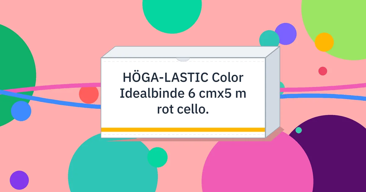 Symbolbild: Packung mit der Aufschrift HÖGA-LASTIC Color Idealbinde 6 cmx5 m rot cello. (PZN 10917774) – Verfügbarkeit und Bezug in Apotheken in Frankfurt am Main